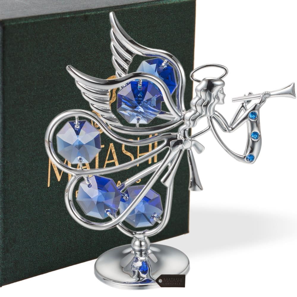 Matashi Guardian Angel Figurine Crystal Studded Ornament (Flying Angel ...