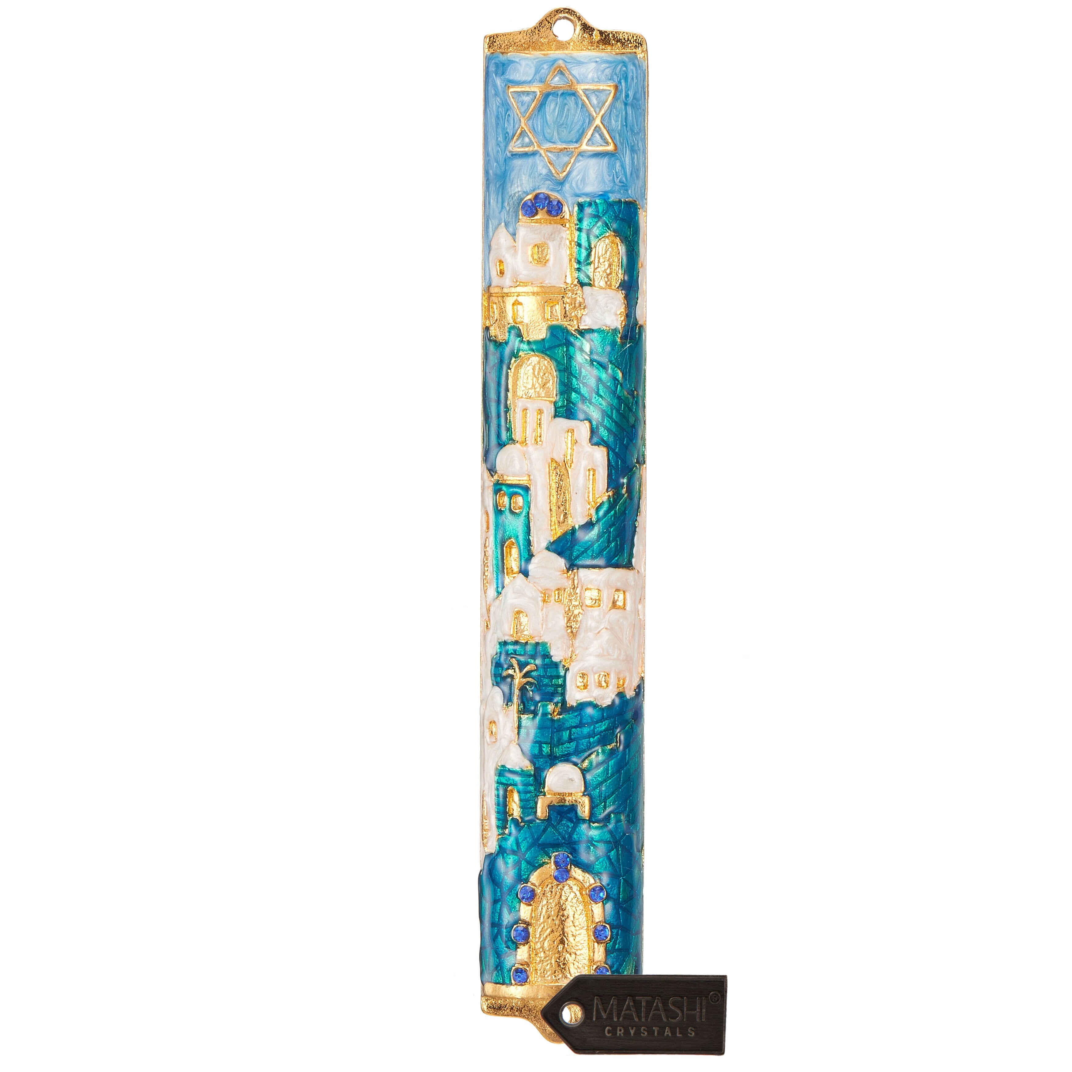 Matashi Hand Painted 5.5" Blue and Ivory Enamel Jerusalem Cityscape ...