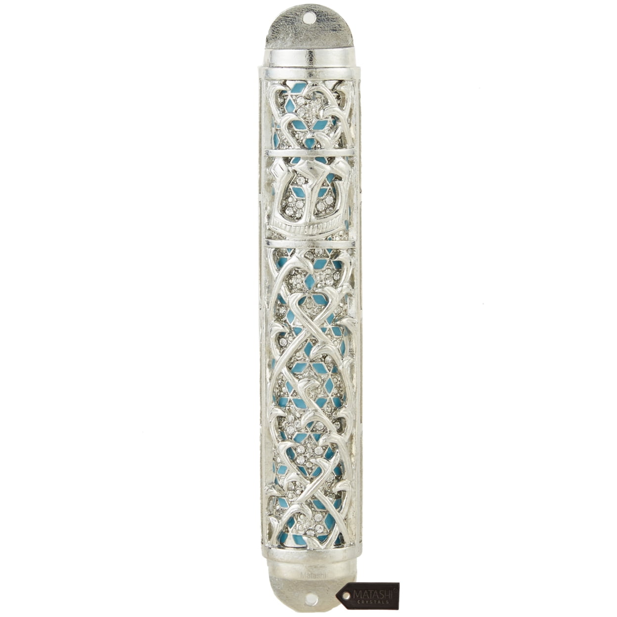 Matashi Hand Painted Enamel Mezuzah w Hebrew Shin and Crystals Home ...