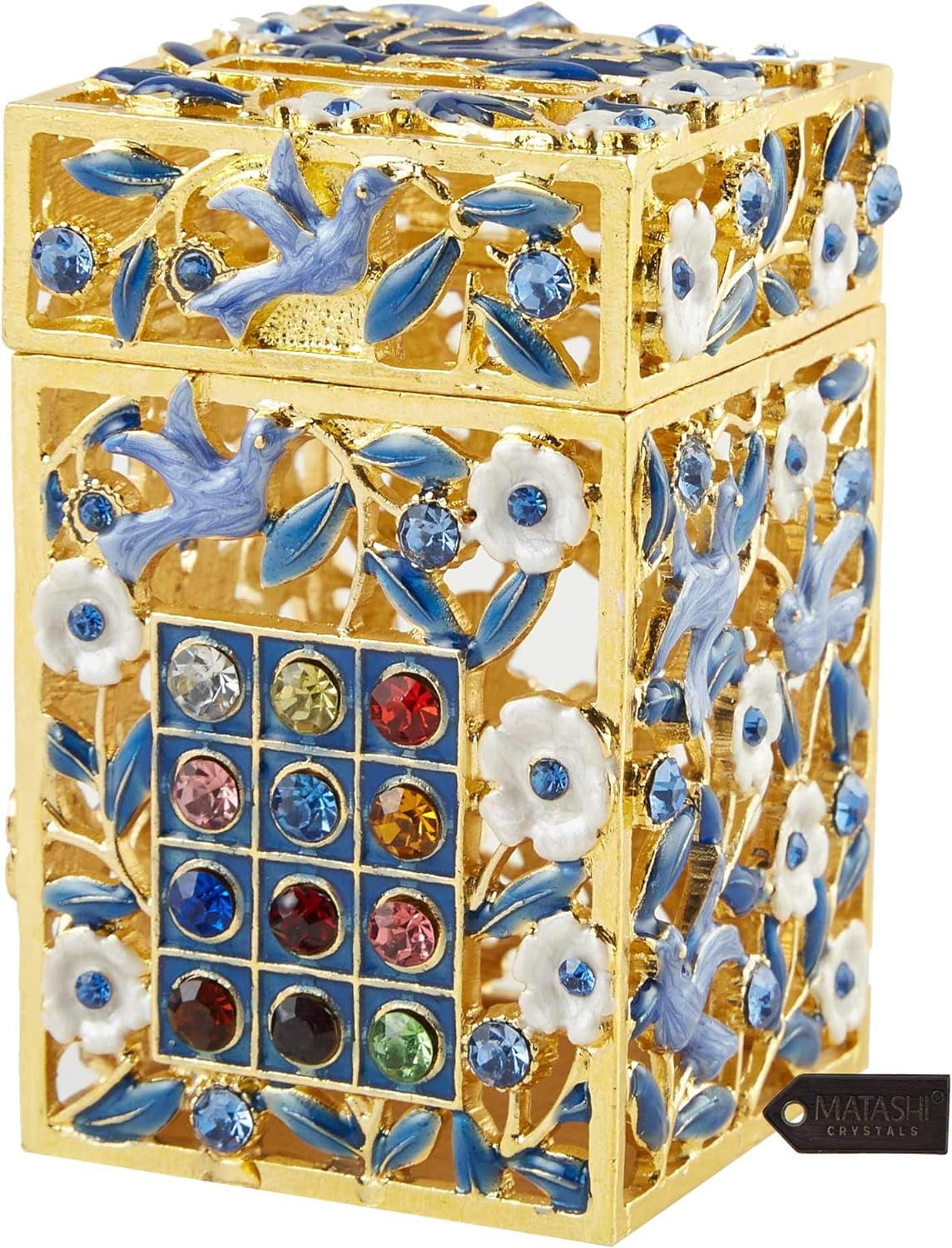 Matashi Hand-Painted Enamel Tzedakah Charity Box Keepsake Treasure Box ...