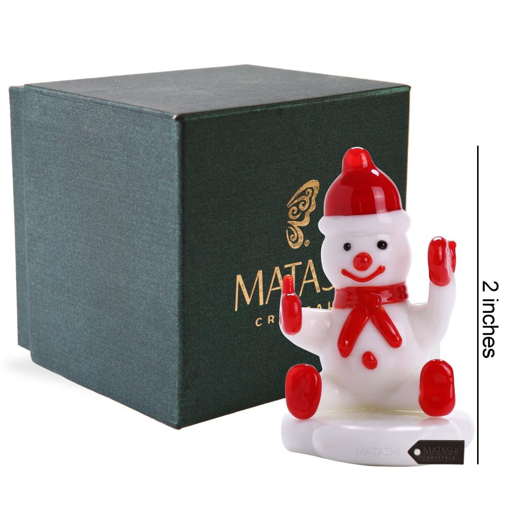 Matashi Murano Winter Decorative Glass Snowman Figurine, Tabletop ...