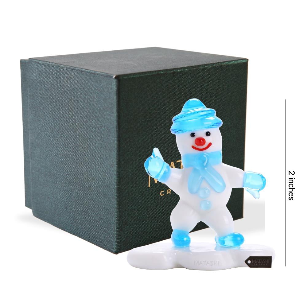 Matashi Murano Winter Decorative Glass Snowman Figurine, Tabletop ...