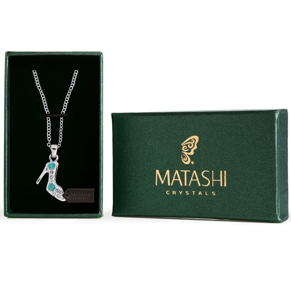 Matashi Rhodium Plated Necklace w Stiletto Shoe Design and 16 ...