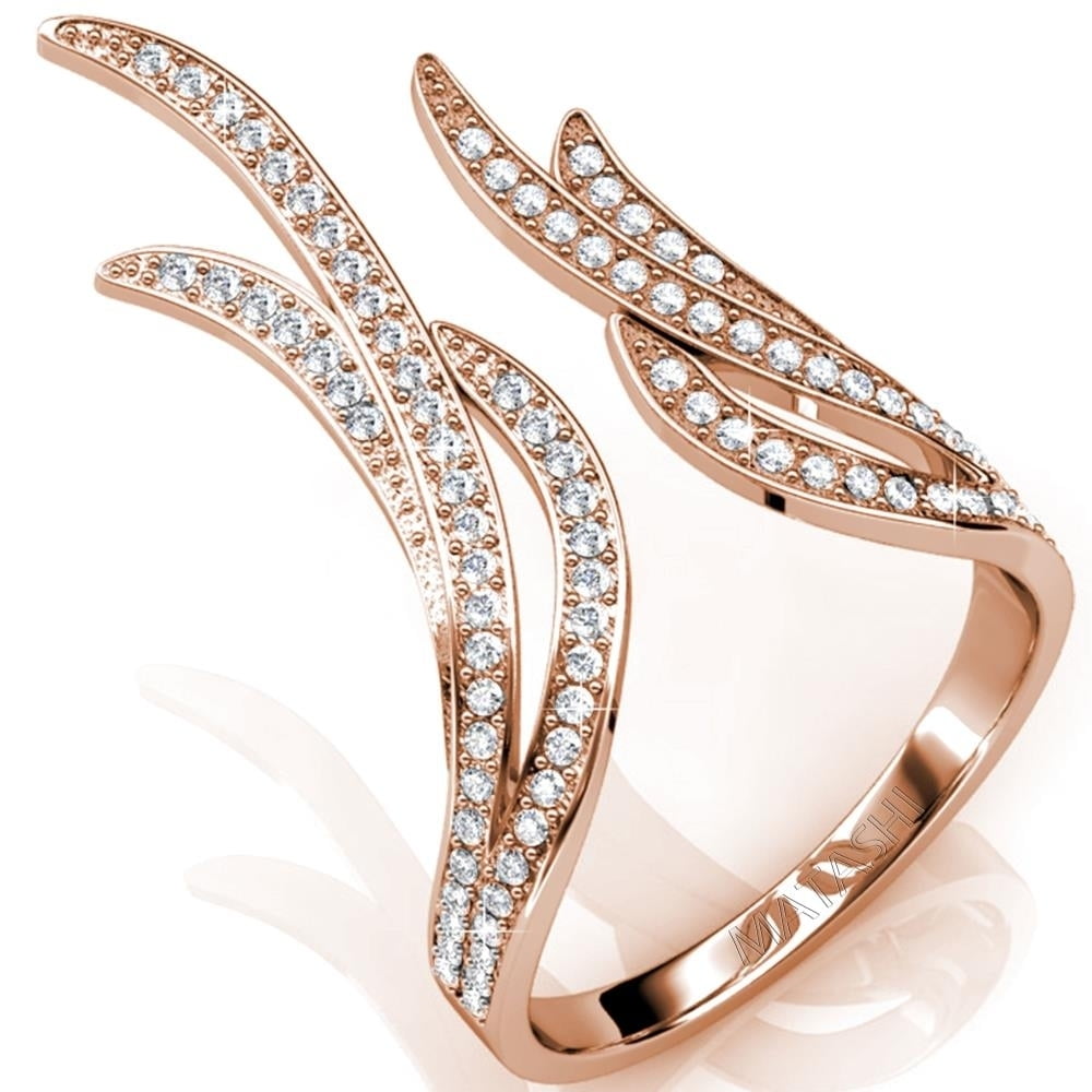 Matashi Rose Gold Plated Ring for Women Elegant Clear Crystal Details ...