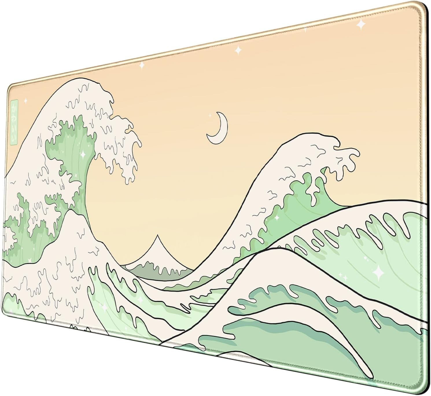Matcha Beige XXL Japanese Waves Gaming Mouse Pad 31.5x15.7in Non-Slip ...