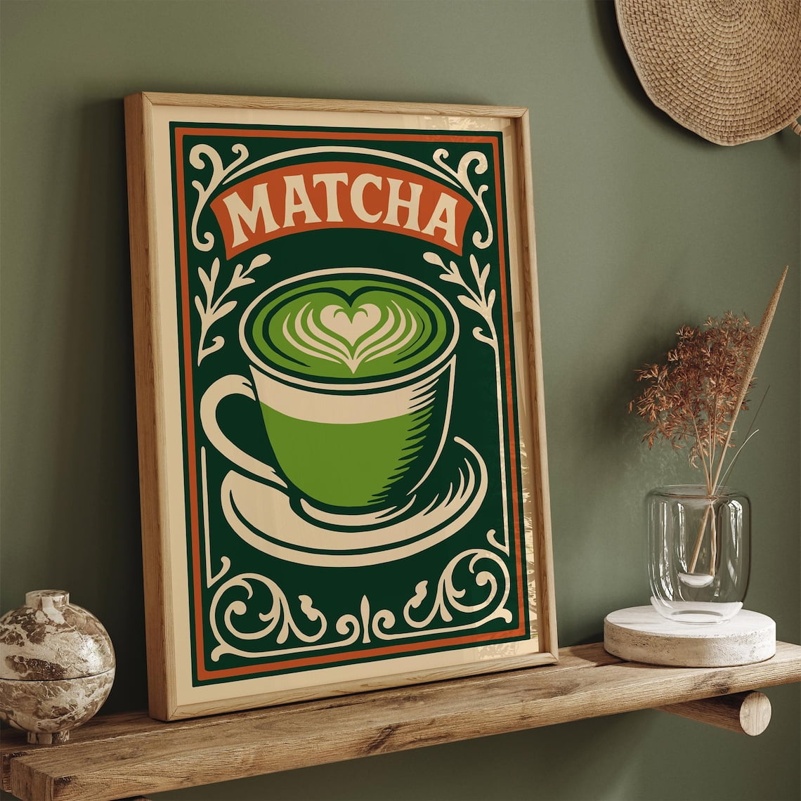Matcha Green Drink Art Print: Rococo Kitchen & Cafe Wall Decor ...