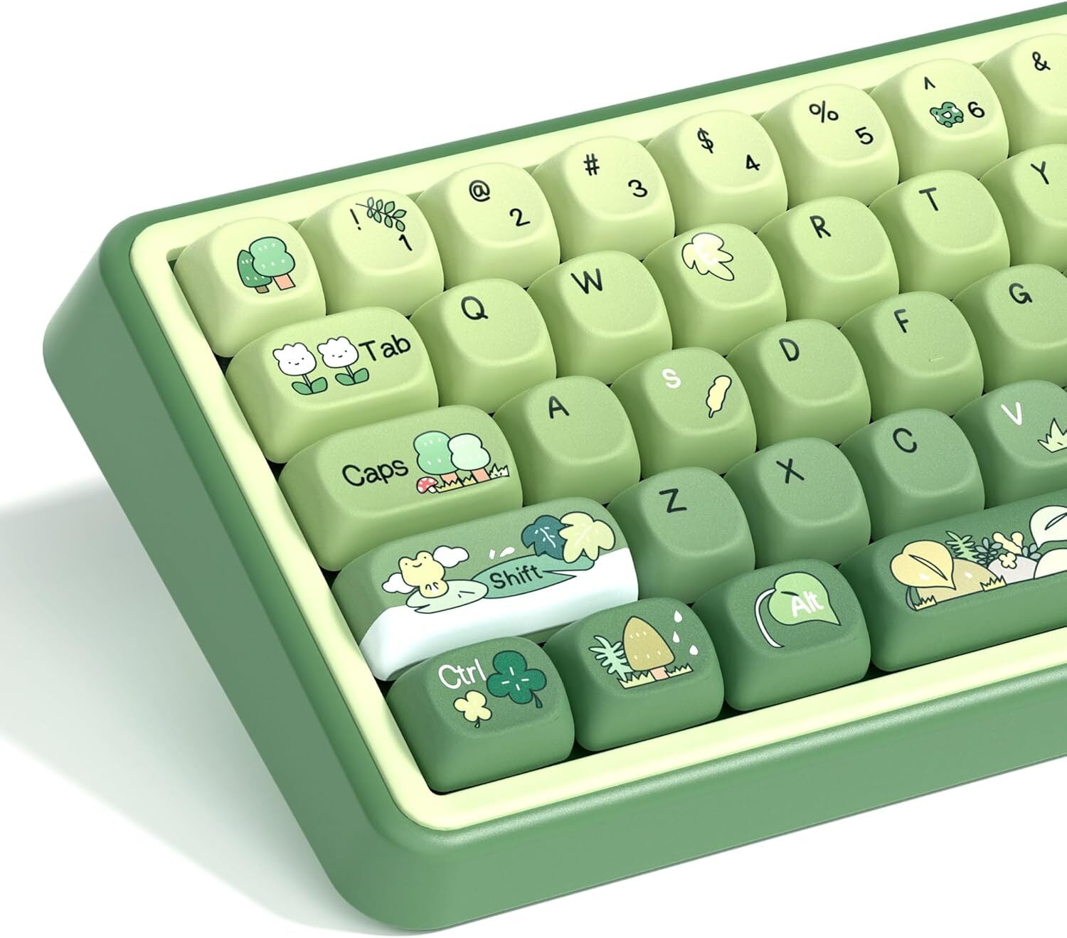 Matcha Green Frog Keycaps, PBT Custom Keycap Set 60 75 100 Percent, MOA Profile for Gaming ...