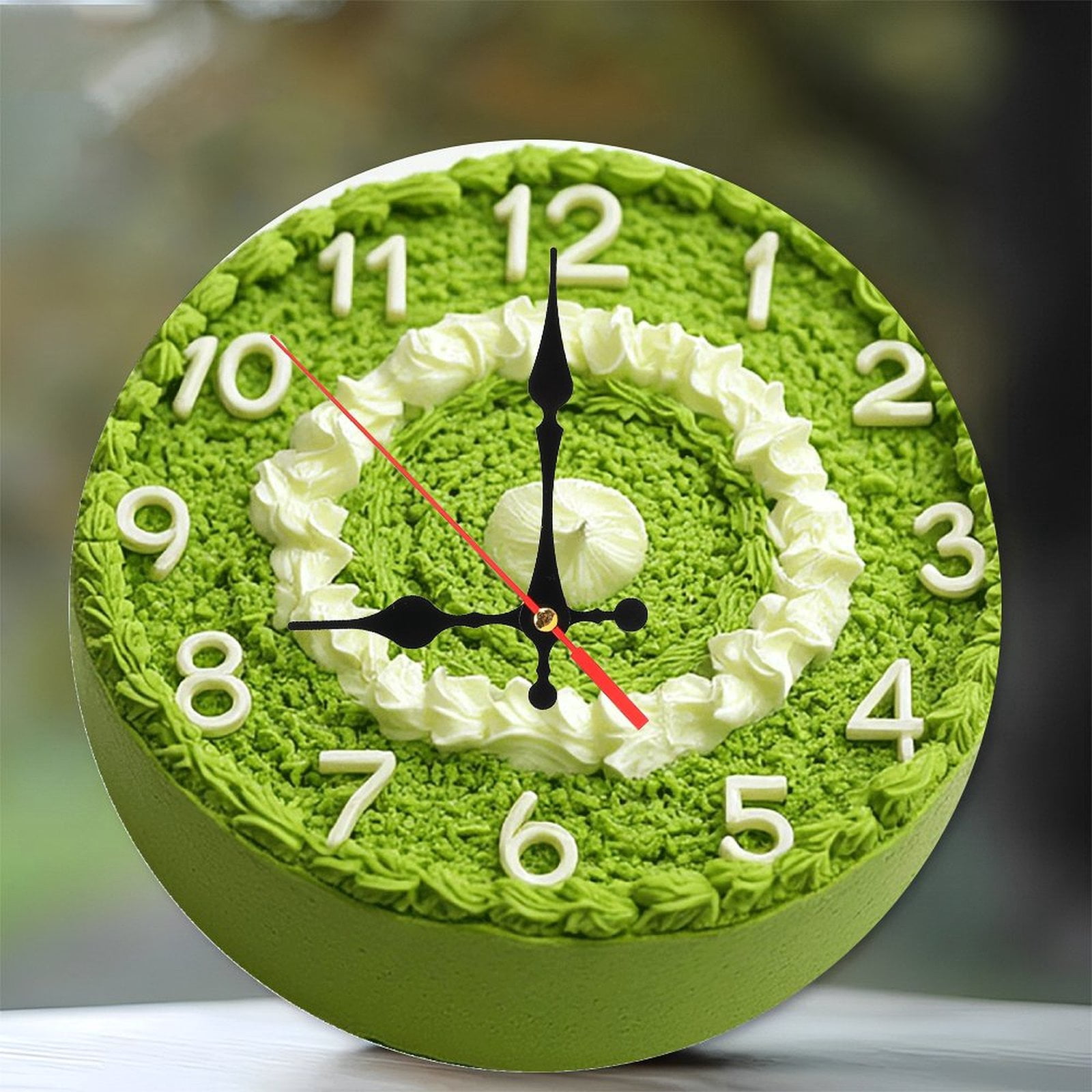 Matcha Green Tea Clock Cake Mousse Dessert 10-Inch Silent Wooden Wall ...
