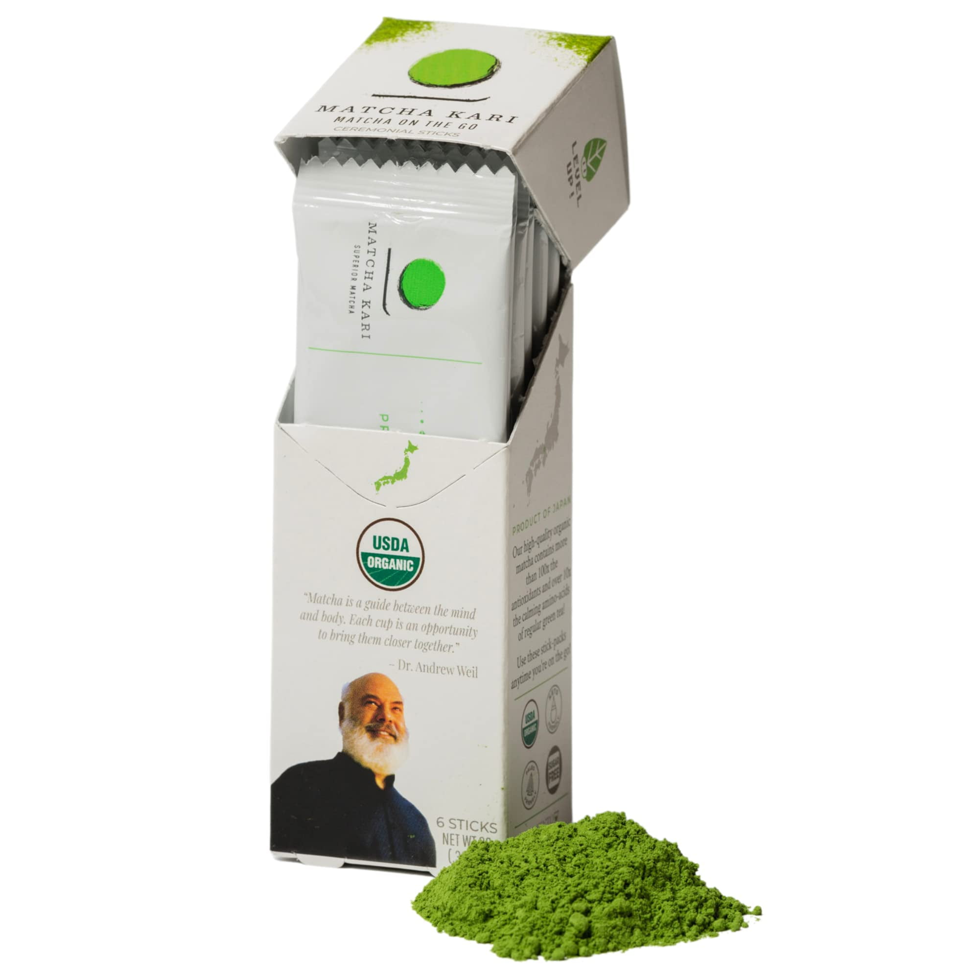 Matcha Green Tea Powder Single Serving Sticks, Dr. Weil's Ceremonial ...