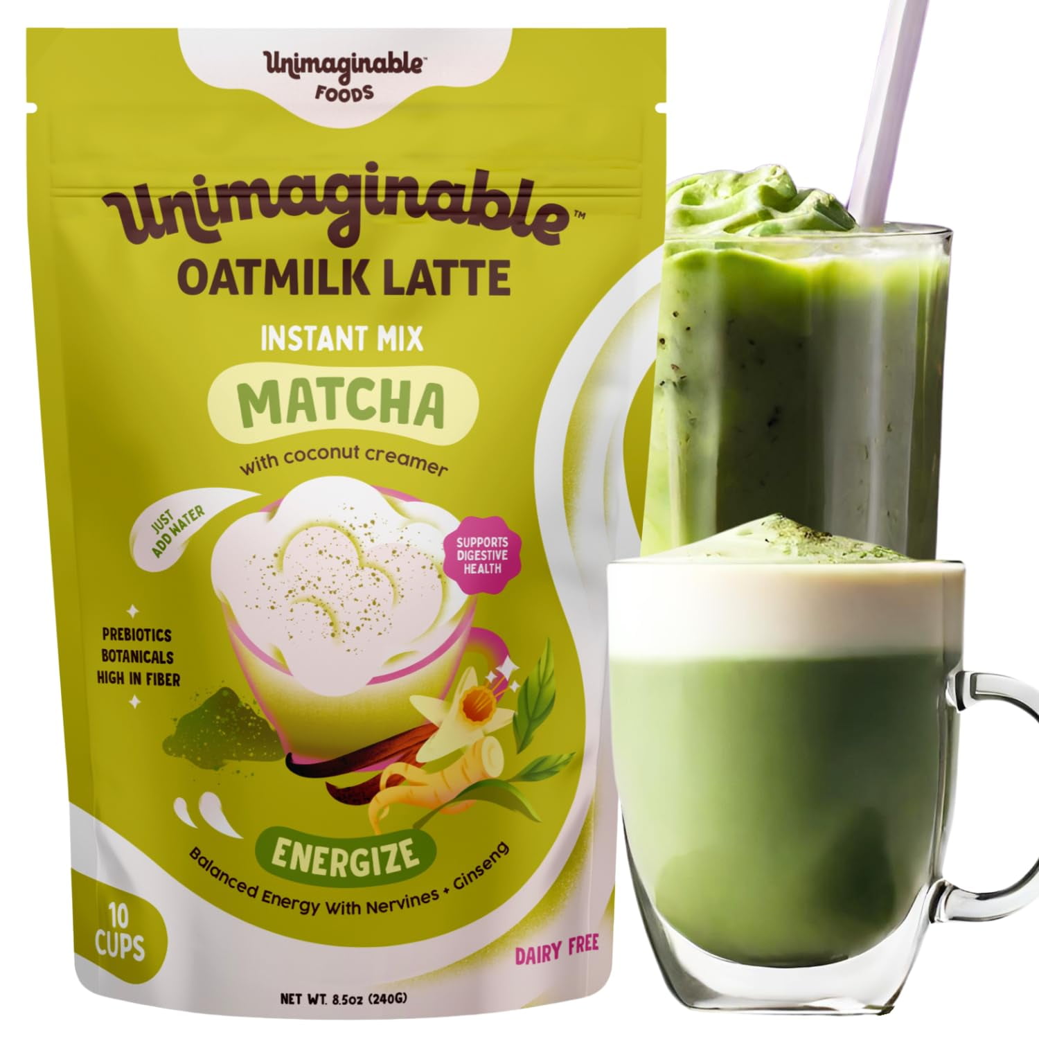 Matcha Latte Powder, Gut-Brain Wellness Matcha Latte Mix, Energy Focus ...
