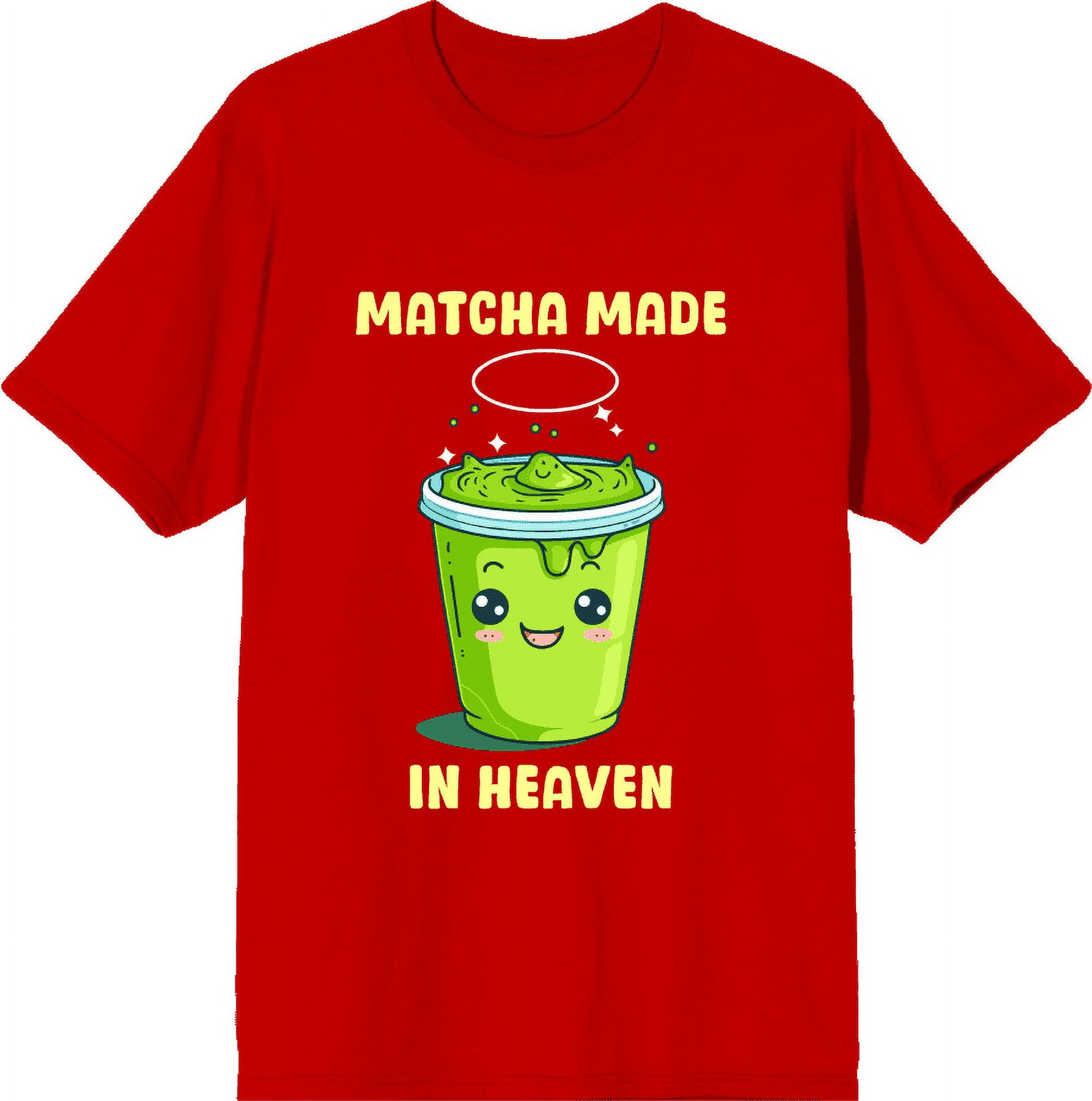 Matcha Made In Heaven Matcha Drink Adult Red Crew Neck Short Sleeve Tee ...