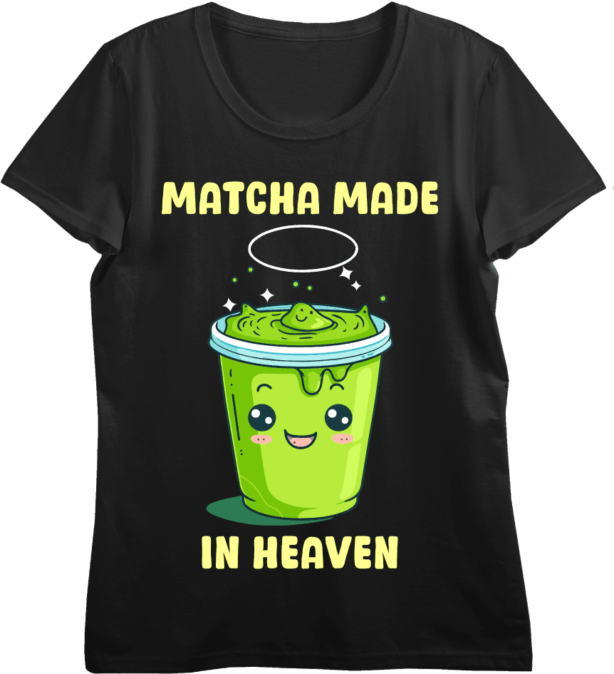 Matcha Made In Heaven Matcha Drink Women's Black Crew Neck Crop Top ...