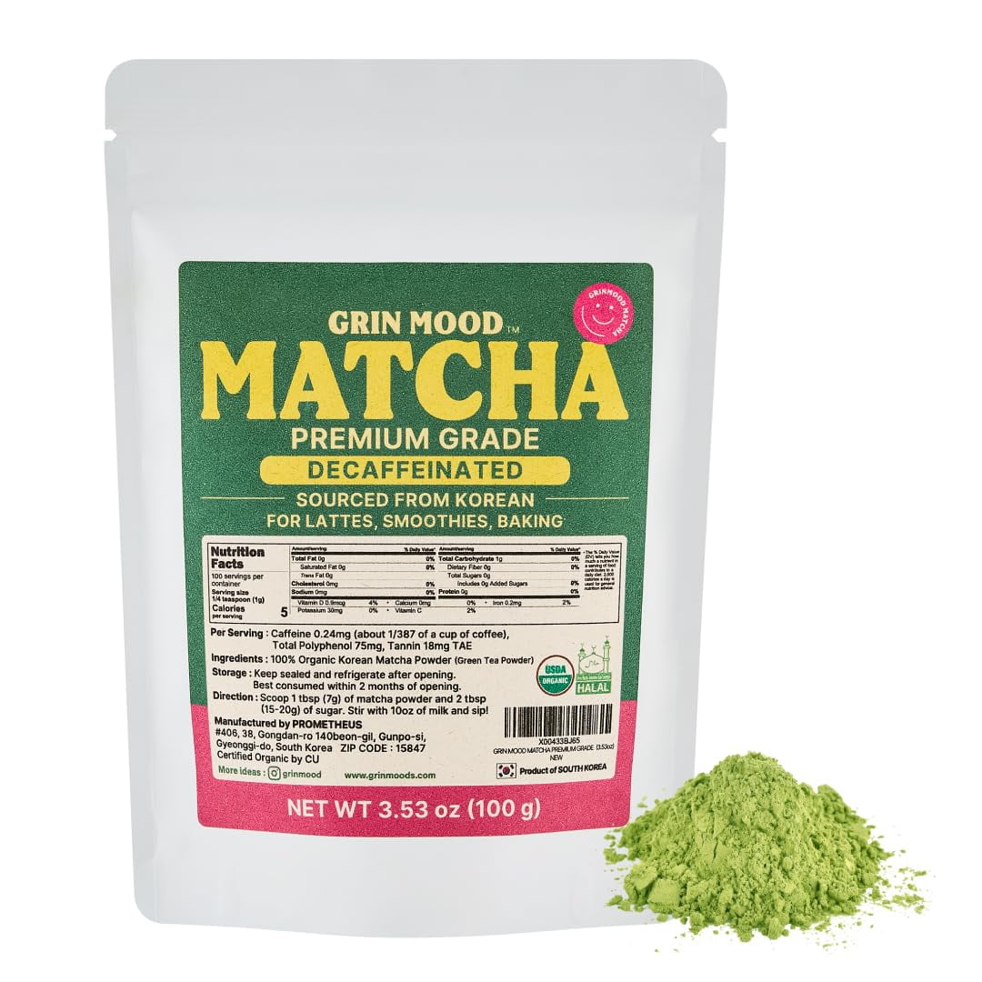 Matcha Organic Premium Green Tea Powder(3.53Oz) - Decaffeinated Green ...
