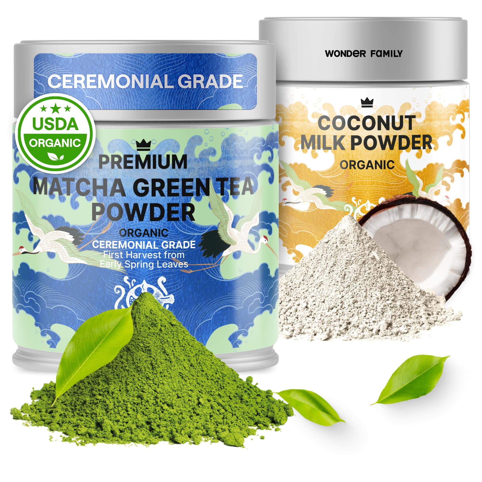 Matcha Set With Ceremonial Grade Matcha & Coconut Milk Powder - Sugar ...