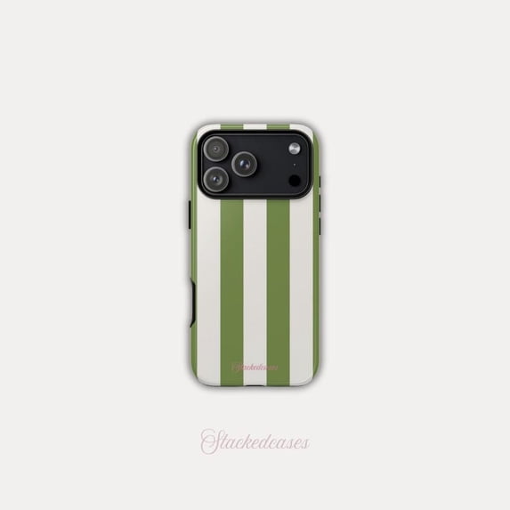 Matcha Stripes Pattern Case for iPhone 11 12 13 14 15 16 17 Pro Max ...