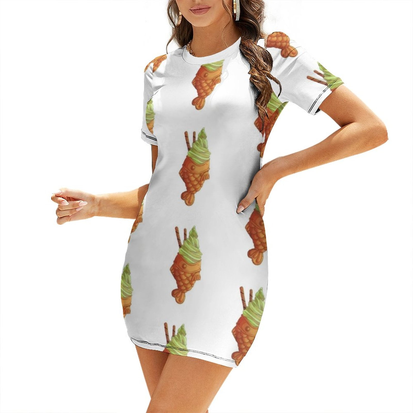 Matcha Taiyaki Sweet Elegant Dress Women Korean Kawaii Square Collar ...