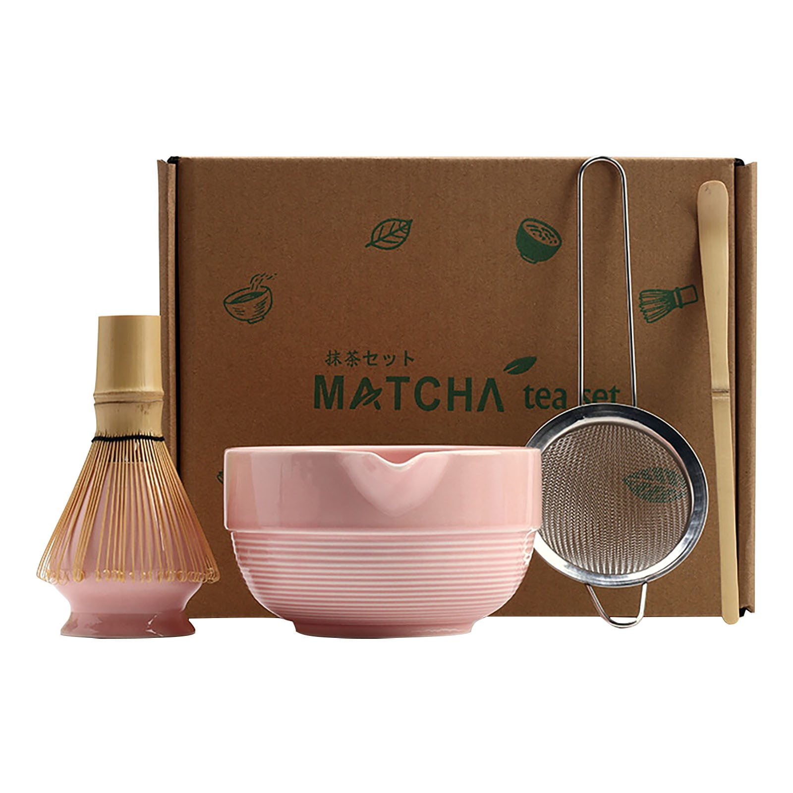 Matcha Tea Set With Whisk Ceramic Bowl & Holder – Matcha Making Kit For ...