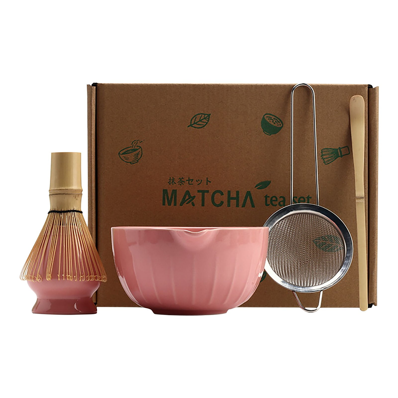 Matcha Tea Set With Whisk Ceramic Bowl & Holder – Matcha Making Kit For ...
