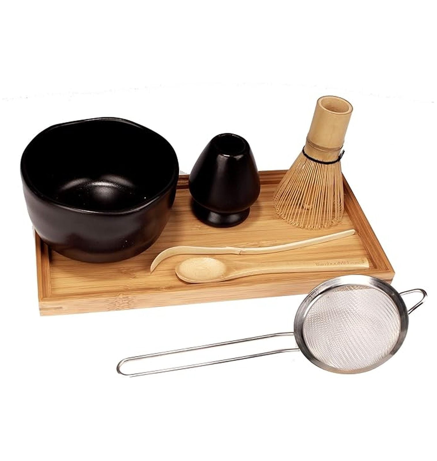 Matcha Tea Whisk Set - Golden Chasen, Chashaku, Bowl, Rest, Strainer ...