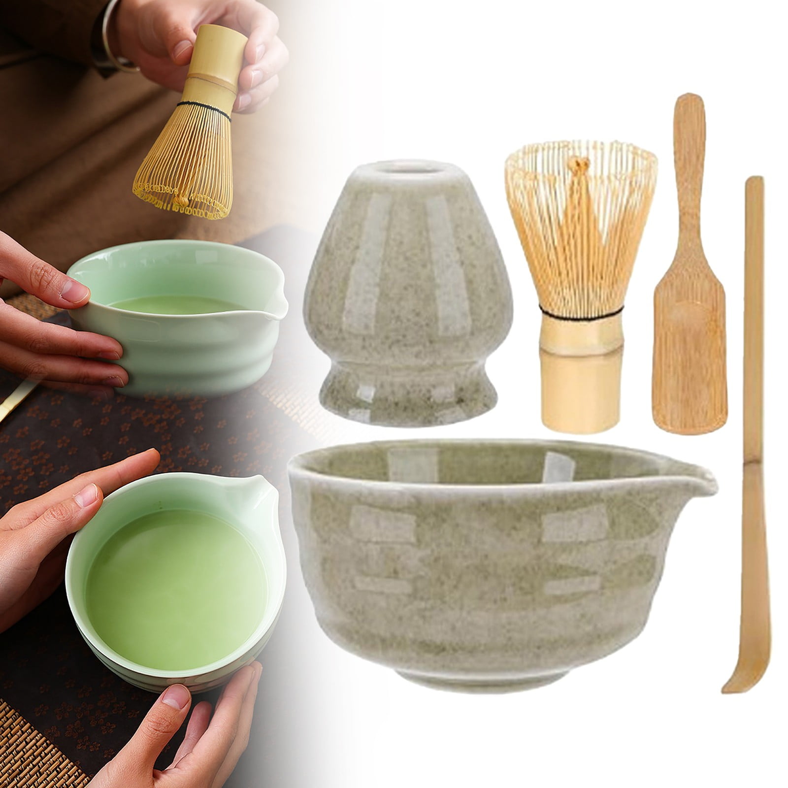 Matcha Whisk Set, 4 Pcs Matcha Kit - Matcha Bowl with Spout, Matcha ...