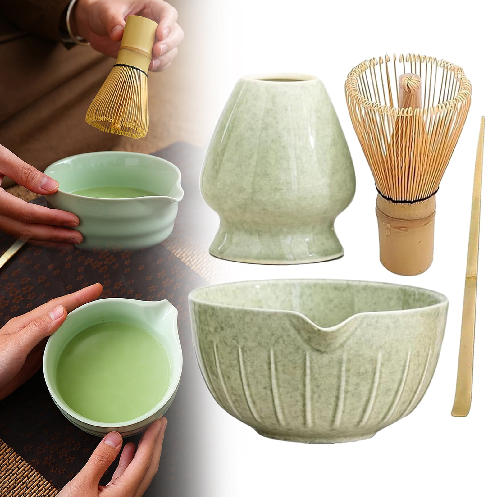 Matcha Whisk Set, 4 Pcs Matcha Kit - Matcha Bowl with Spout, Matcha ...