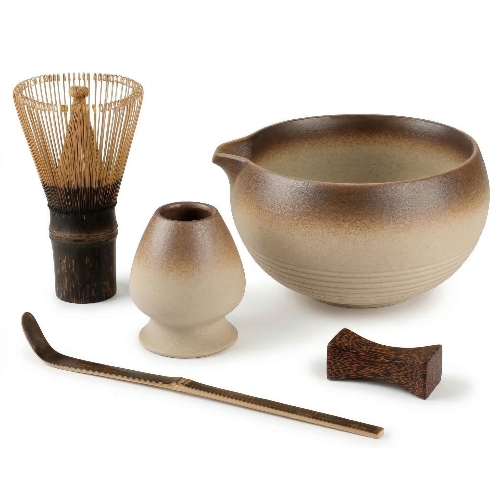Matcha Whisk Set 5-piece Kit With Ceramic Bowl Scoop - Complete Tea For ...