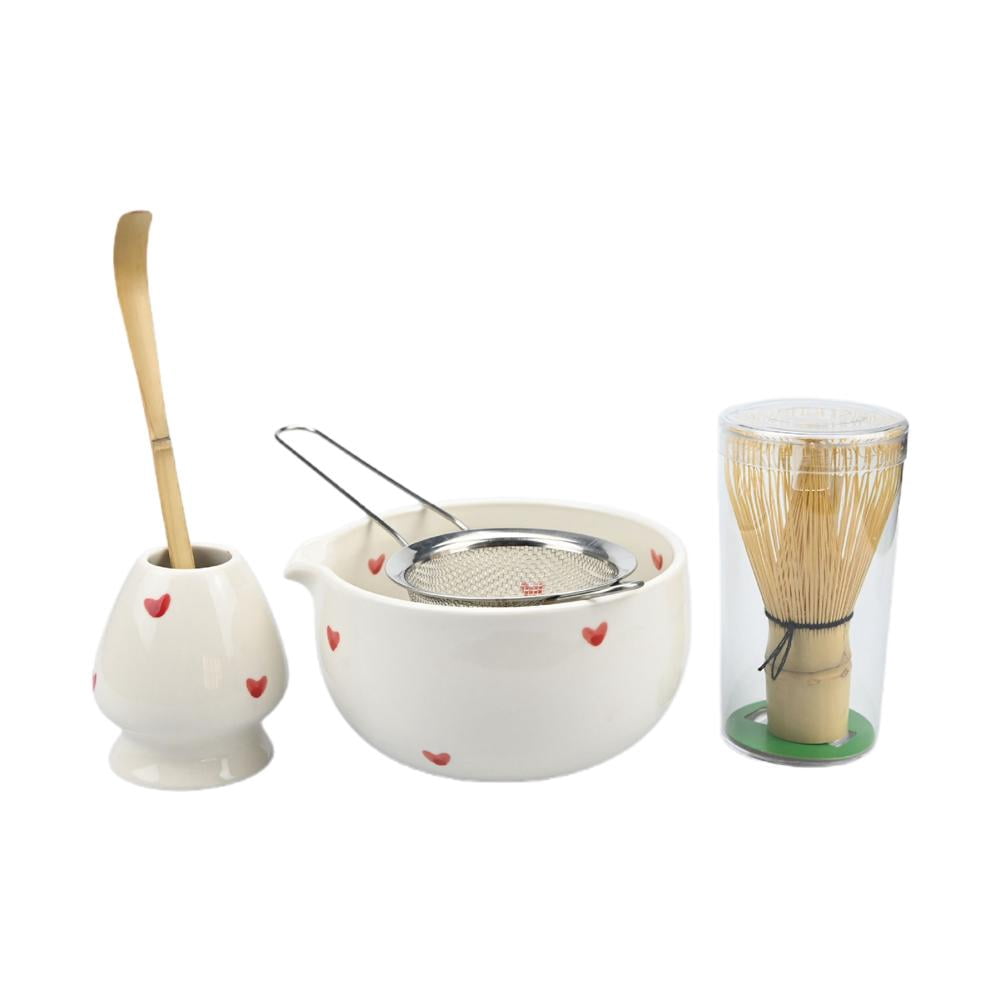 Matcha Whisk Set, 5pcs Heart Design Matcha Set, Ceramic Bowl with Spout ...