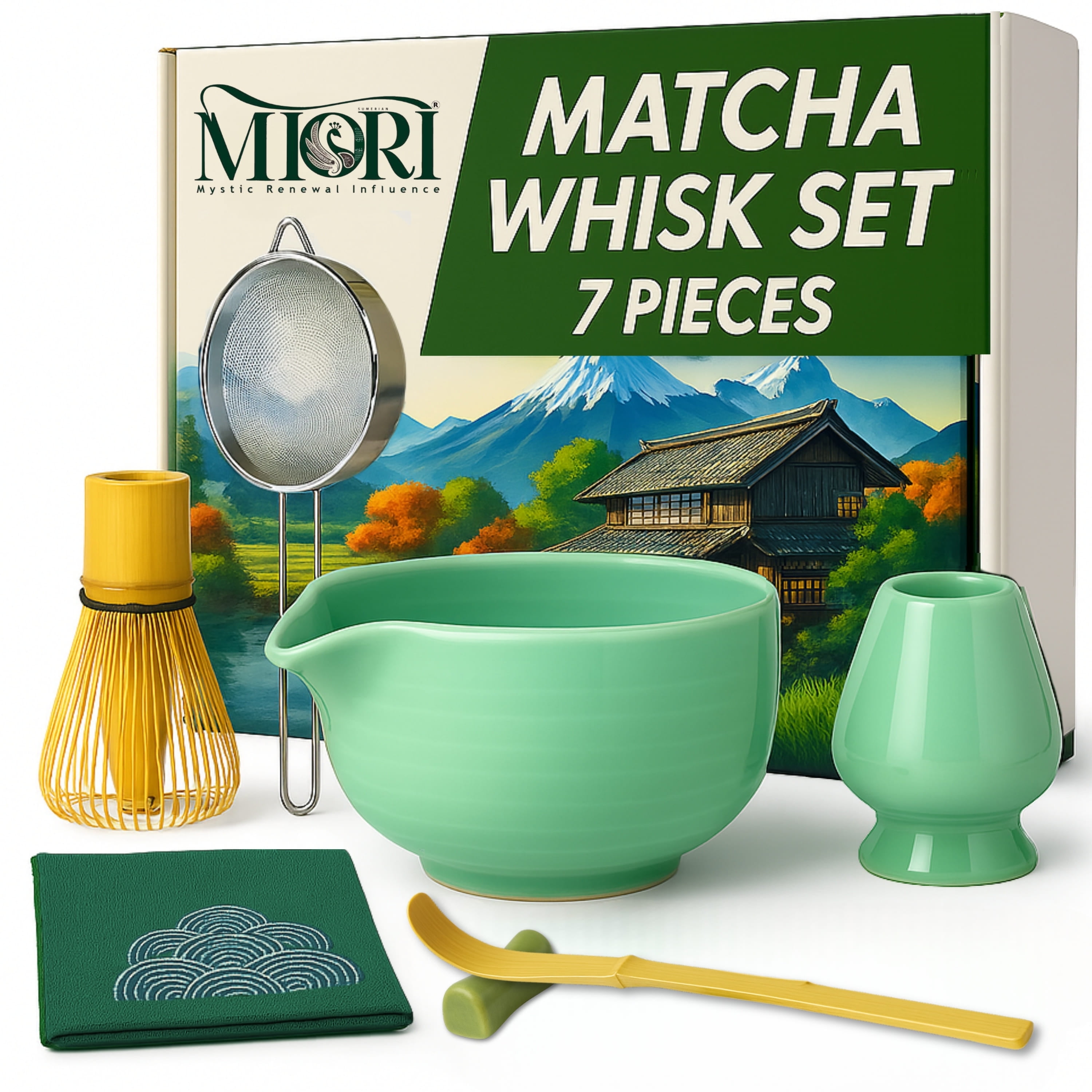 Matcha Whisk Set - 7pcs Matcha Set Including Bowl with Spout, Bamboo ...