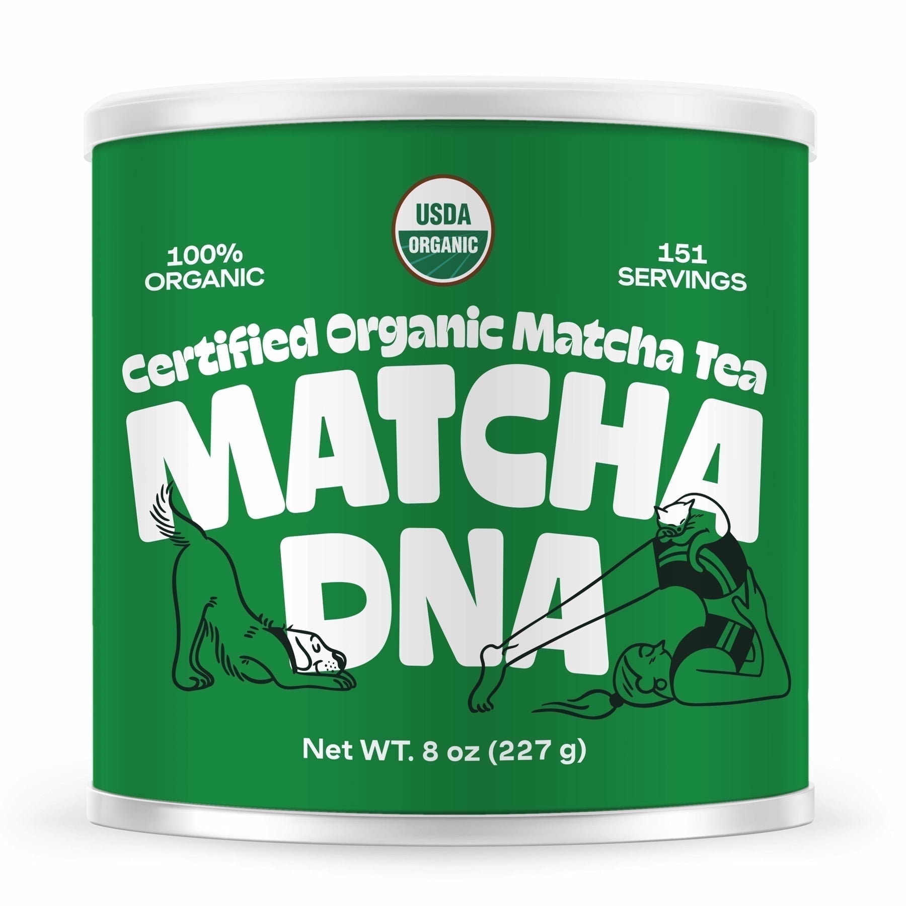 MatchaDNA Certified Organic Matcha Green Tea Powder (8 oz TIN CAN ...