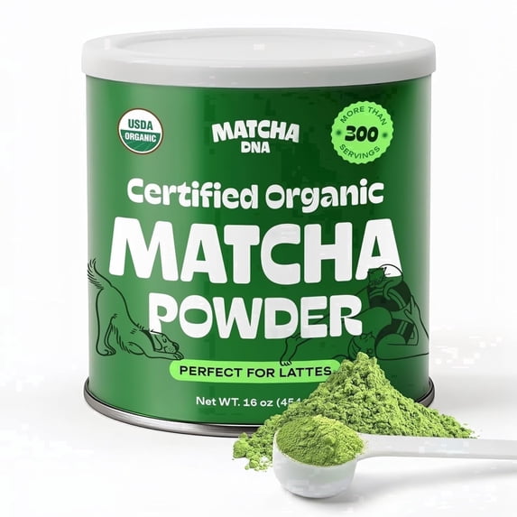 MatchaDNA USDA Organic Matcha Green Tea Powder 16 oz Can with ...