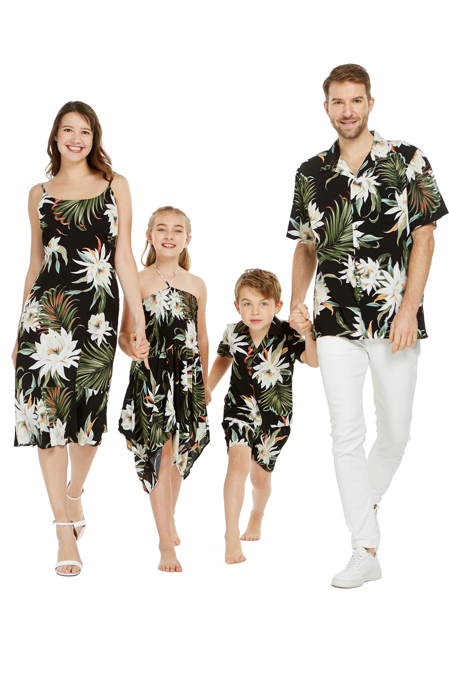 Matchable Family Hawaiian Halter Dress, Wispy Cereus Black, Girl, Size ...