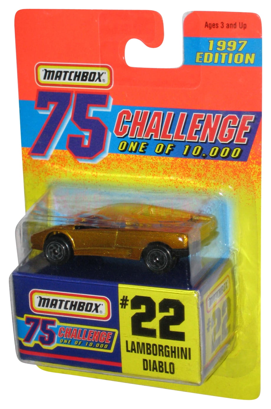 Matchbox 75 Challenge (1997) Gold Lamborghini Diablo Toy Car #22 ...