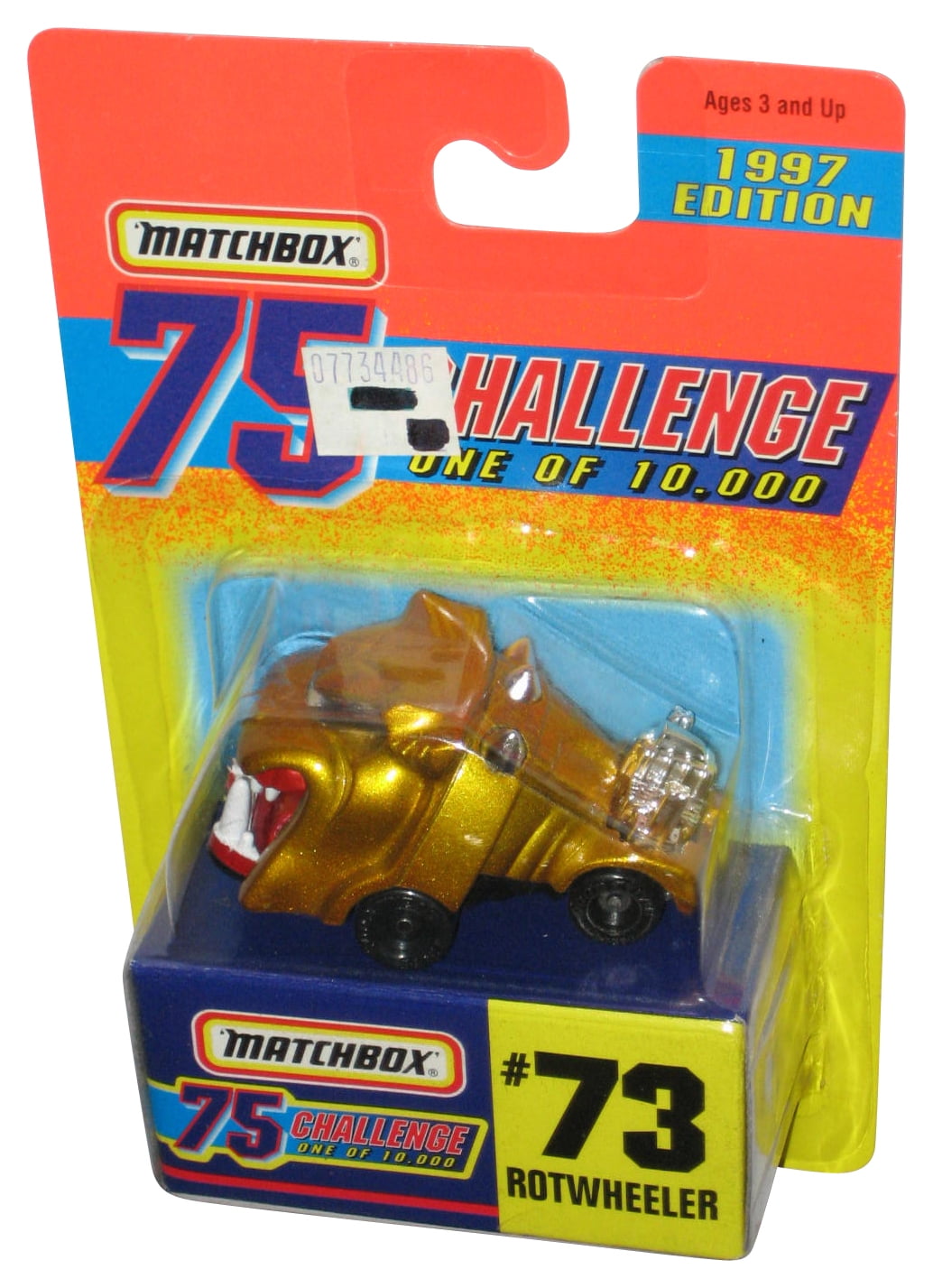 Matchbox 75 Challenge (1997) Mattel Gold Rotwheeler Dog Toy Car #73 ...