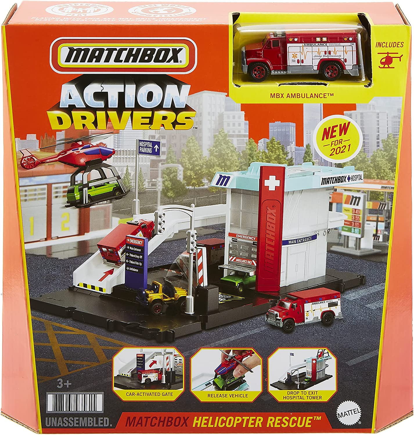 Matchbox Action Drivers Helicopter Rescue Playset - Walmart.com