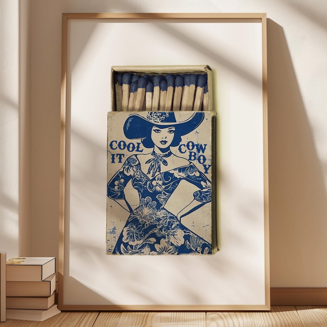 Matchbox Art Print, Retro Western Cowgirl Match Book Poster, Trendy ...