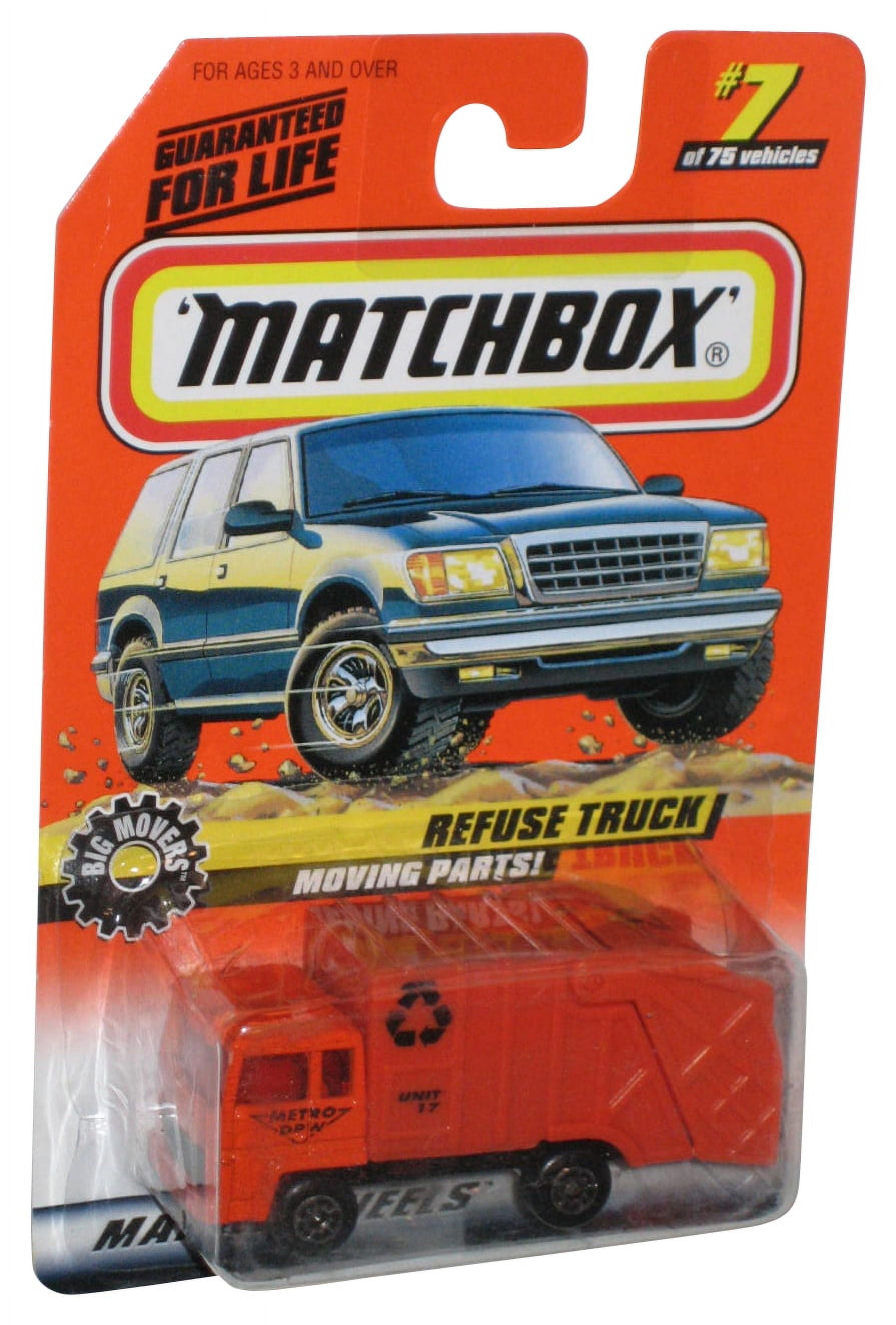 Matchbox Big Movers (1997) Mattel Orange Refuse Toy Truck #7/75 ...