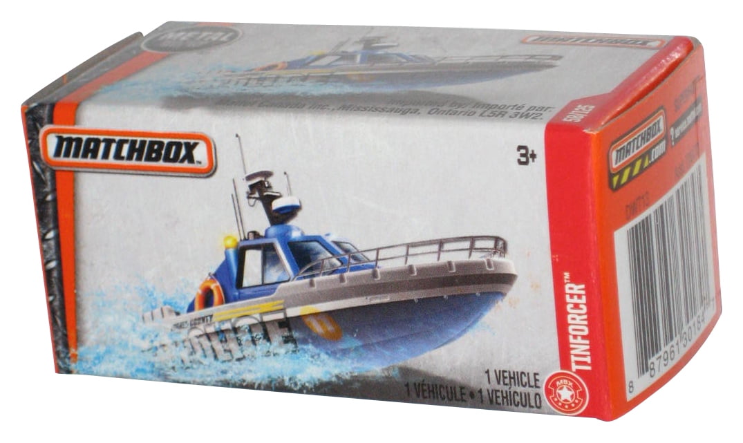 Matchbox Blue & Silver (2016) Police Tinforcer Toy Boat Power Grabs Box ...