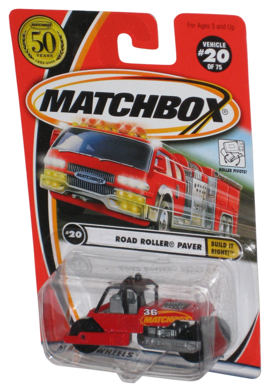 Matchbox Build It Right! (2001) Red Road Roller Paver Toy Vehicle #20/ ...