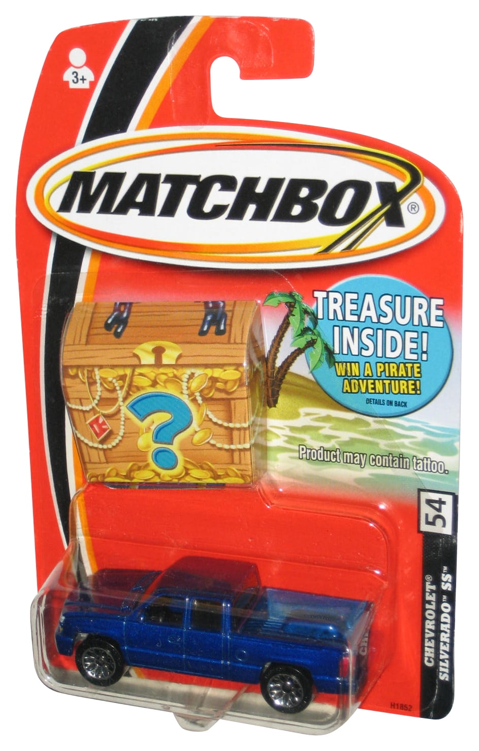 Matchbox Chevrolet Silverado SS Blue Toy Truck #54 w/ Treasure Chest ...