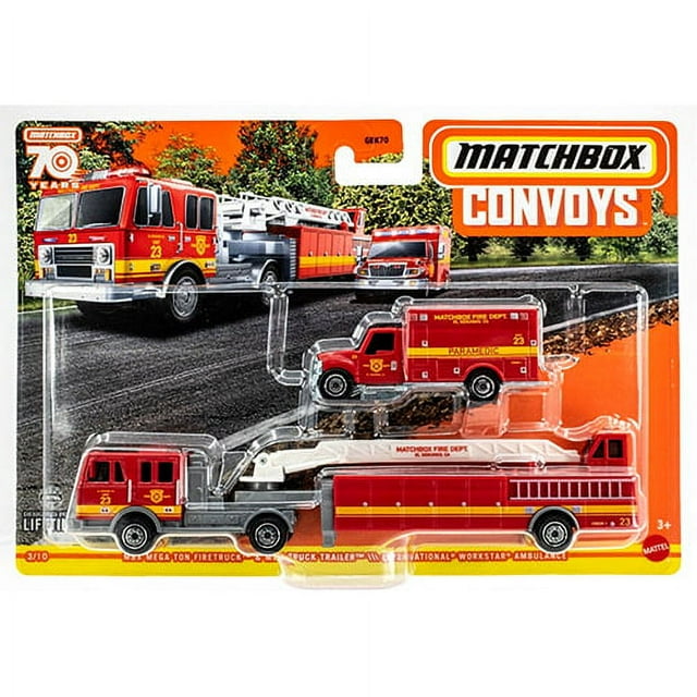 Matchbox Convoys Metal Vehicle - MBX MEGA TON FIRETRUCK, AMBULANCE ...