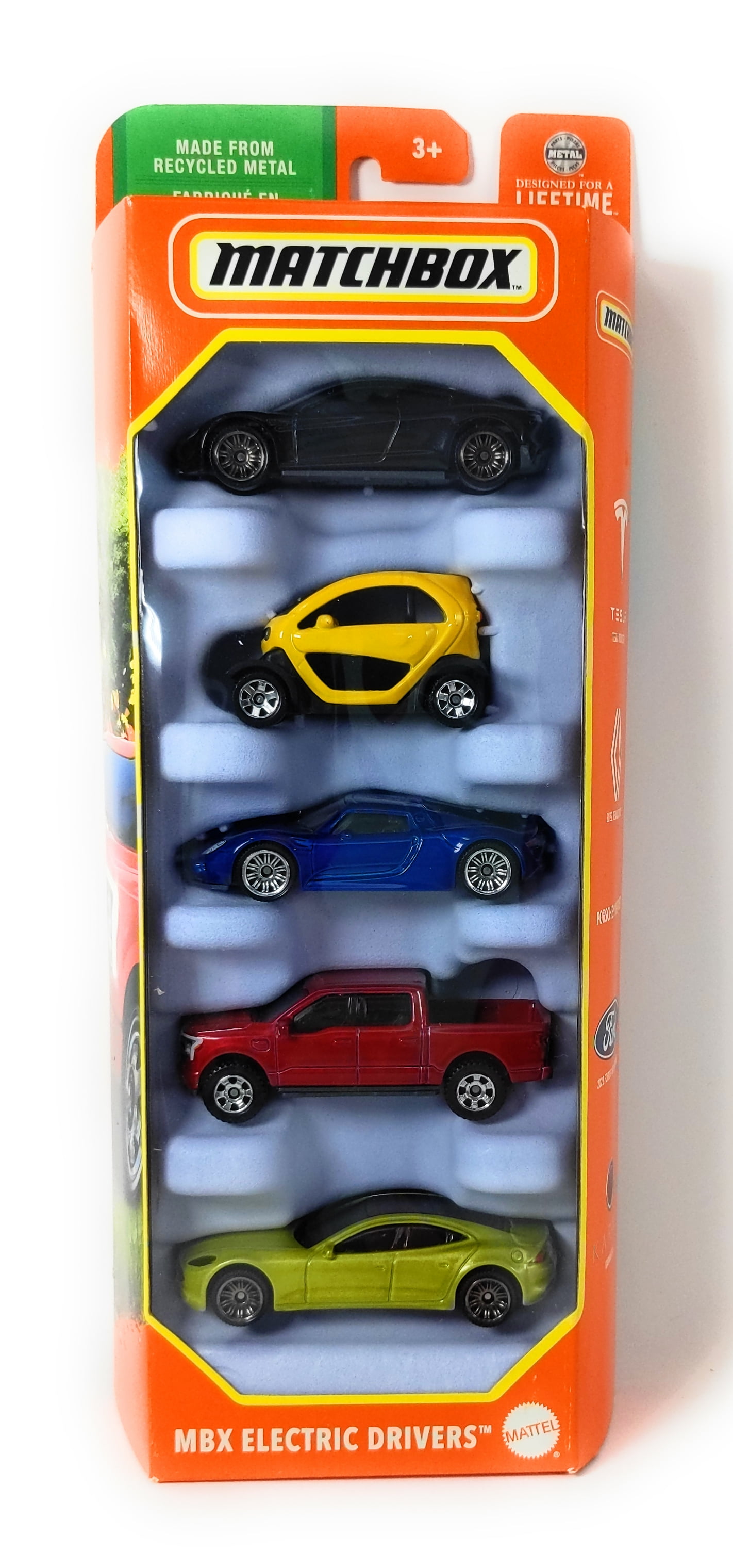 Matchbox E Drivers Tesla Roadster, Renault Twizy, Porsche 918 Spyder, F ...