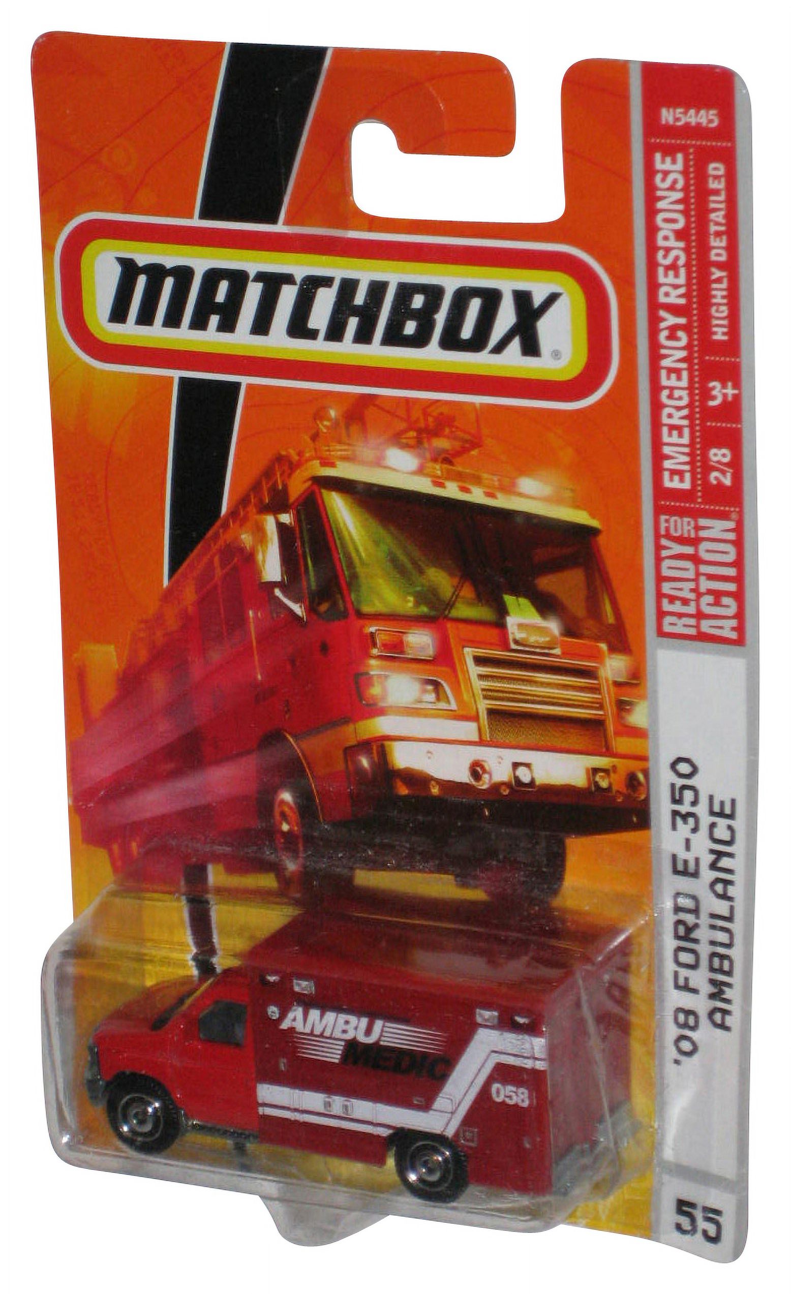 Matchbox Emergency Response 2/8 (2008) Red '08 Ford E-350 Ambulance Toy ...