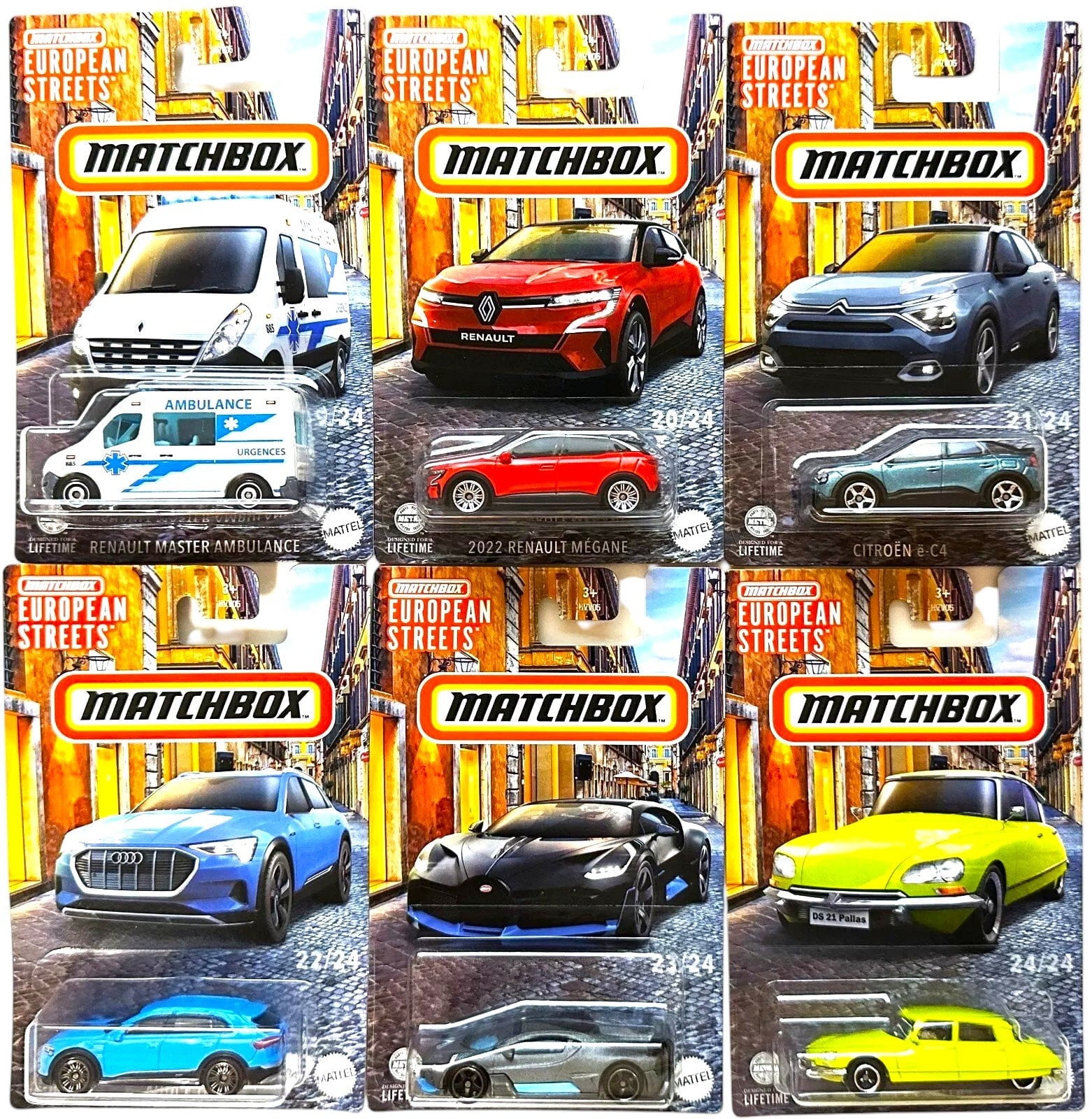 Matchbox European Streets Die-Cast Cars Collection, Set of 6, Featuring ...