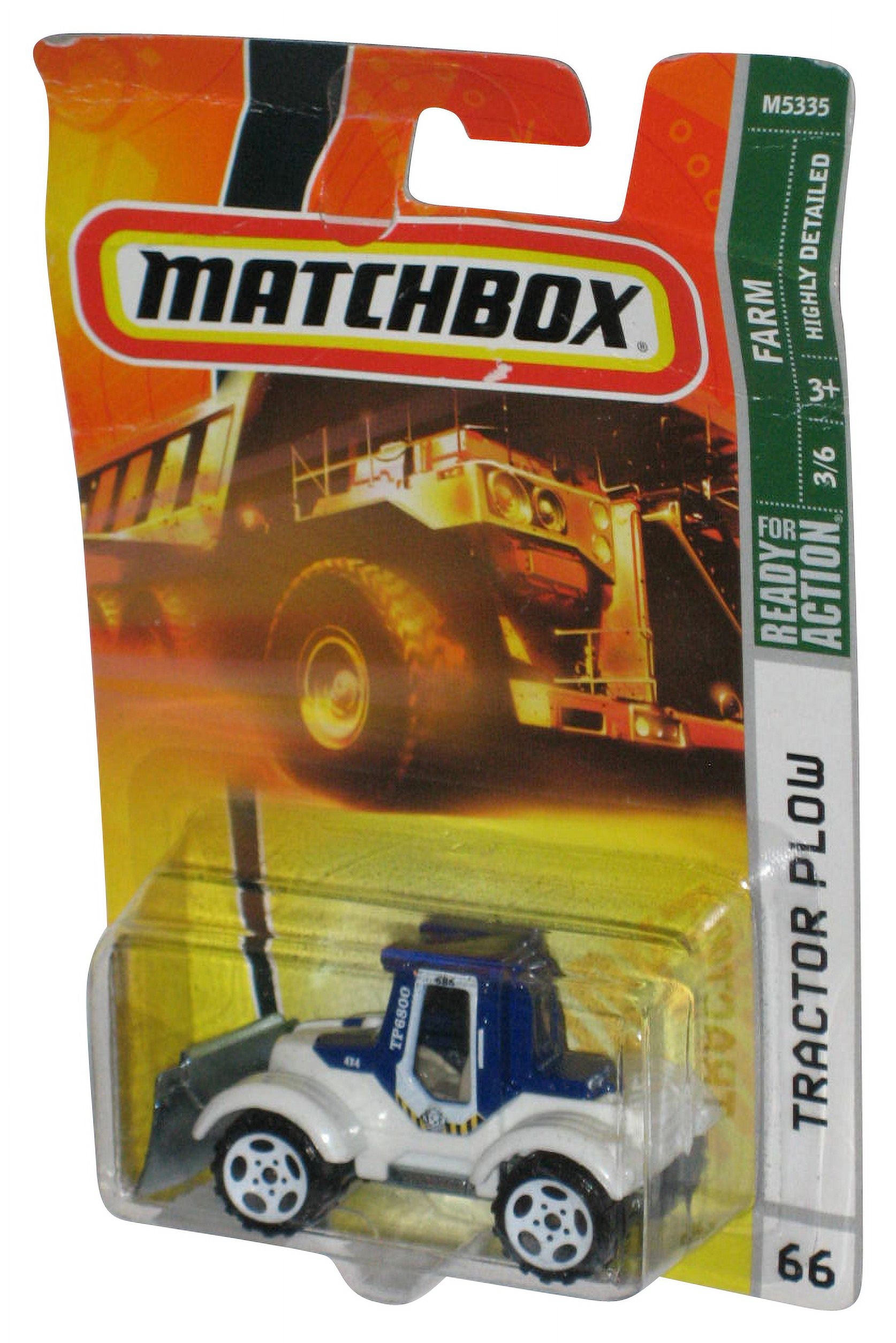 Matchbox Farm 3/6 (2007) White & Blue Tractor Plow #66 - (Damaged Card ...