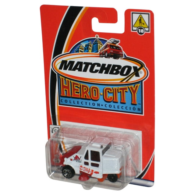 Matchbox Hero City (2002) Mattel White & Red Street Sweeper Toy #18 ...