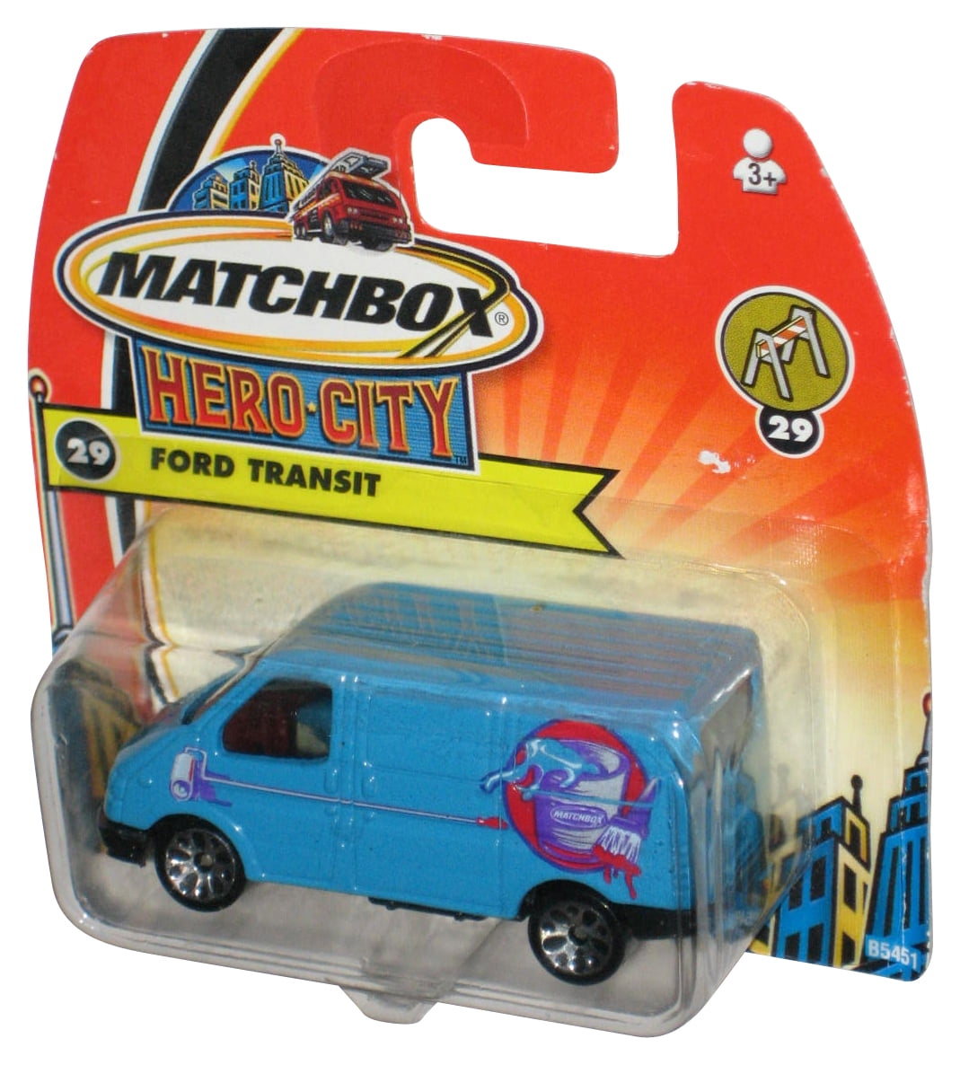 Matchbox Hero City (2003) Blue Ford Transit Toy Van #29 - (Short Card ...