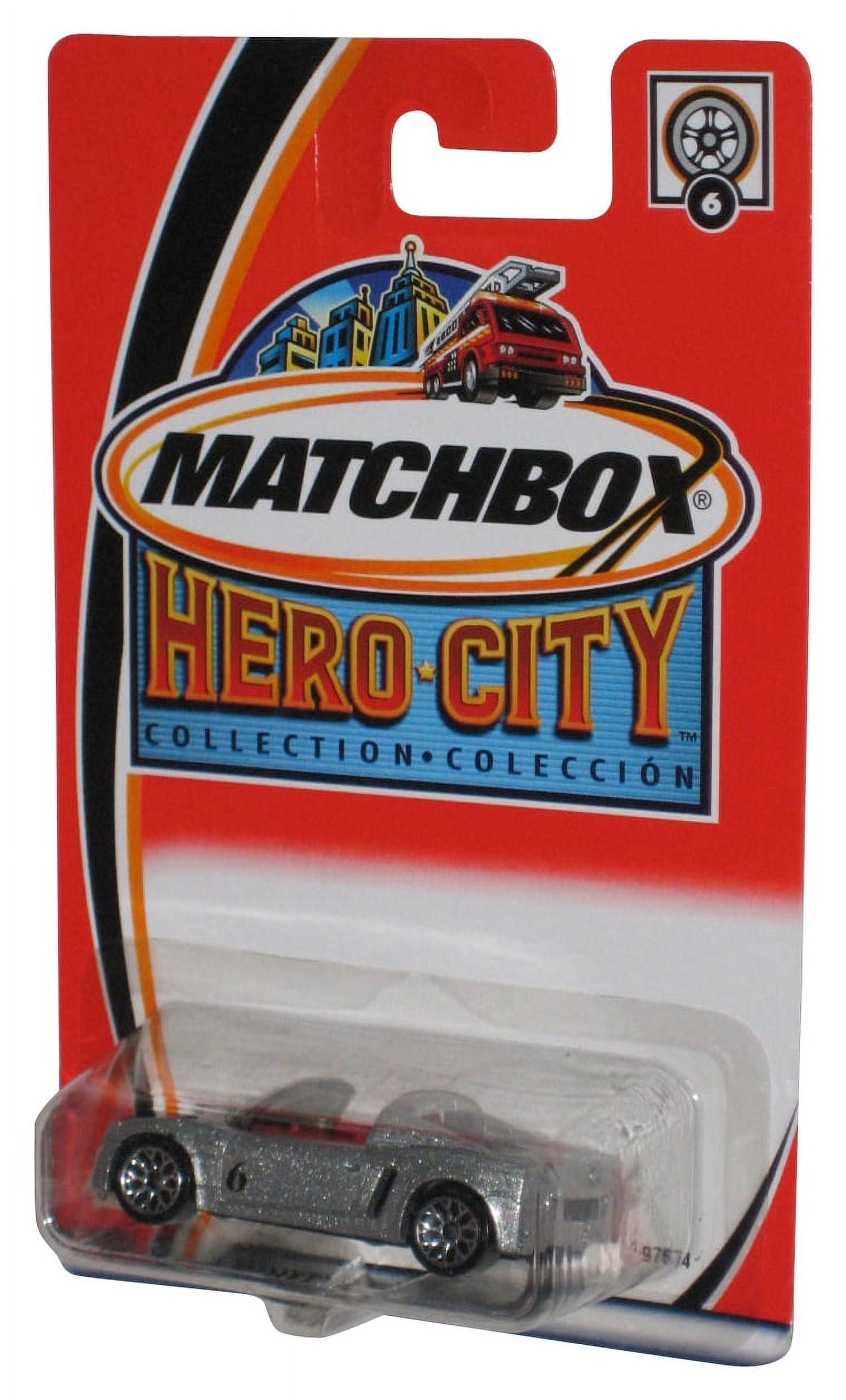 Matchbox Hero City Collection (2002) Silver Open Speedster Toy Car #6 ...