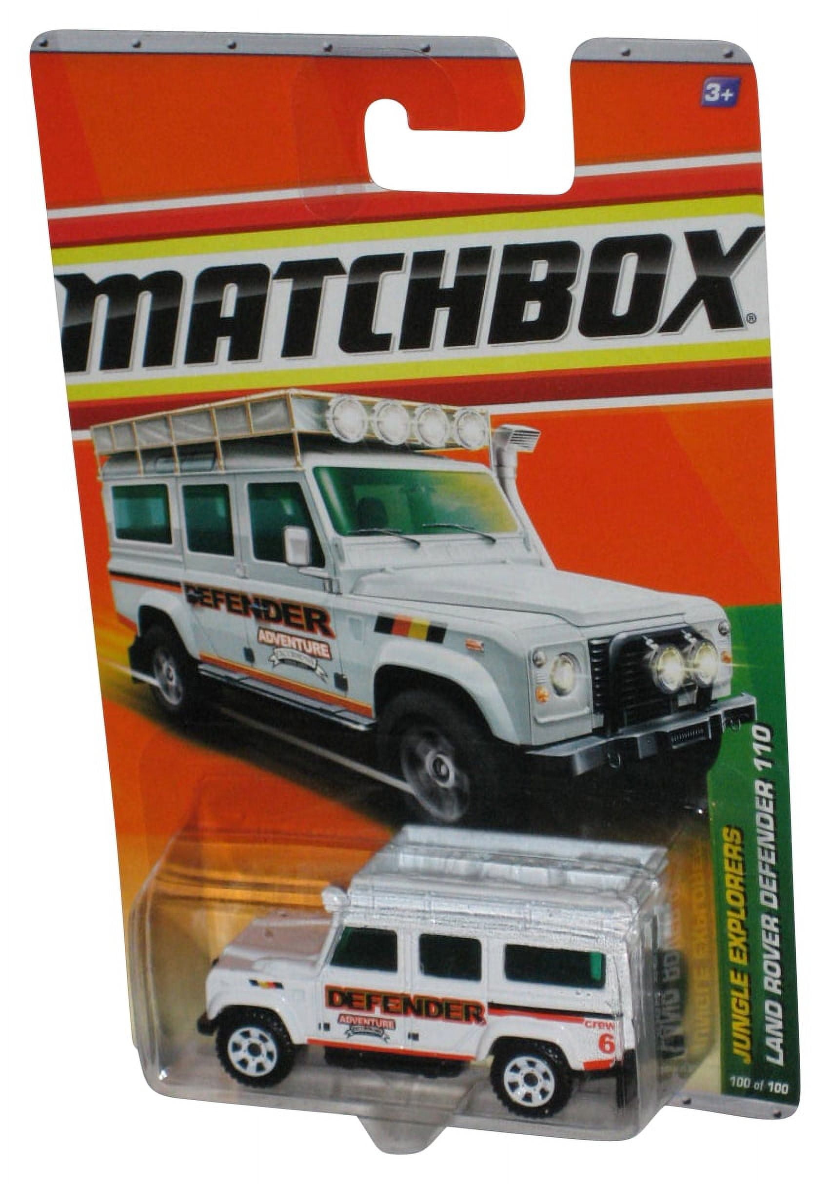 Matchbox Jungle Explorers (2010) White Land Rover Defender 110 Toy 100/ ...