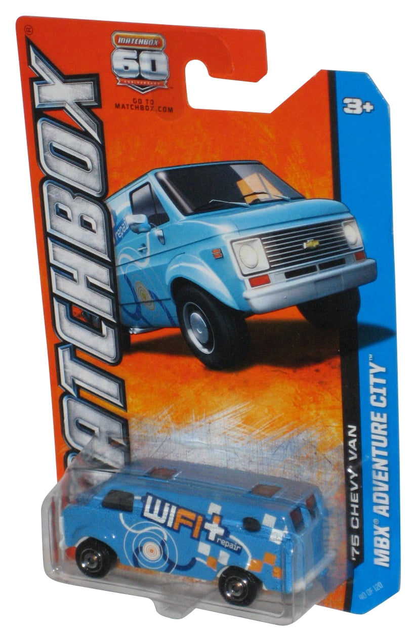 Matchbox MBX Adventure City (2012) Blue '75 Chevy Van Toy 40/120 ...