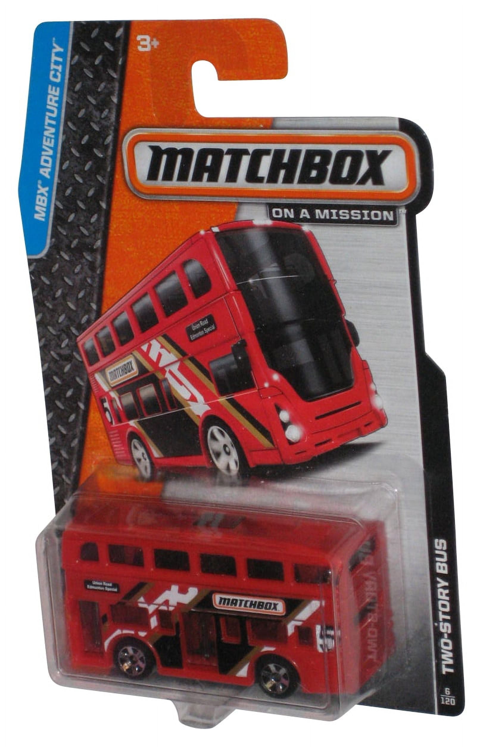 Matchbox MBX Adventure City (2013) Red Two-Story Bus Toy 6/120 ...